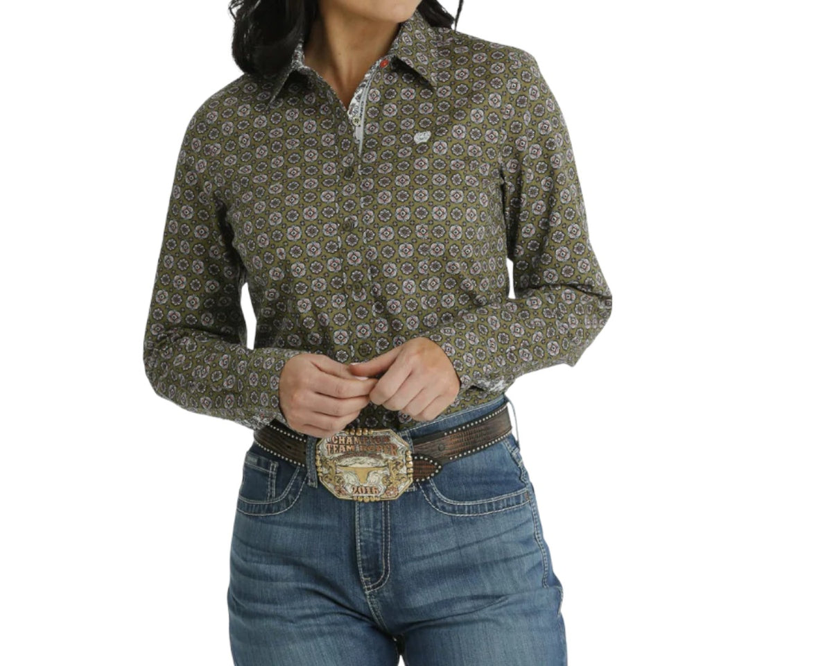 Cinch Women's Button-Down Western Olive Shirt – Greg Grant Saddlery