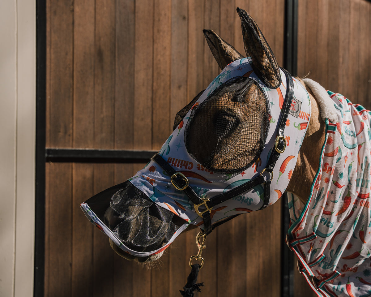 Kool Master Lycra Pull on Fly Mask with Skirt - Hot To Trot – Greg ...