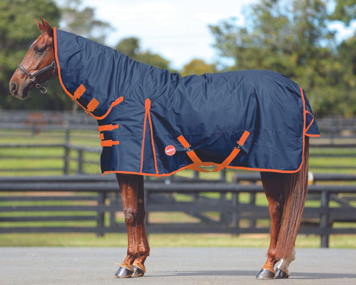 Kozy 1200D Rainsheet Horse Rug Combo - Navy & Orange | Horse Rugs ...
